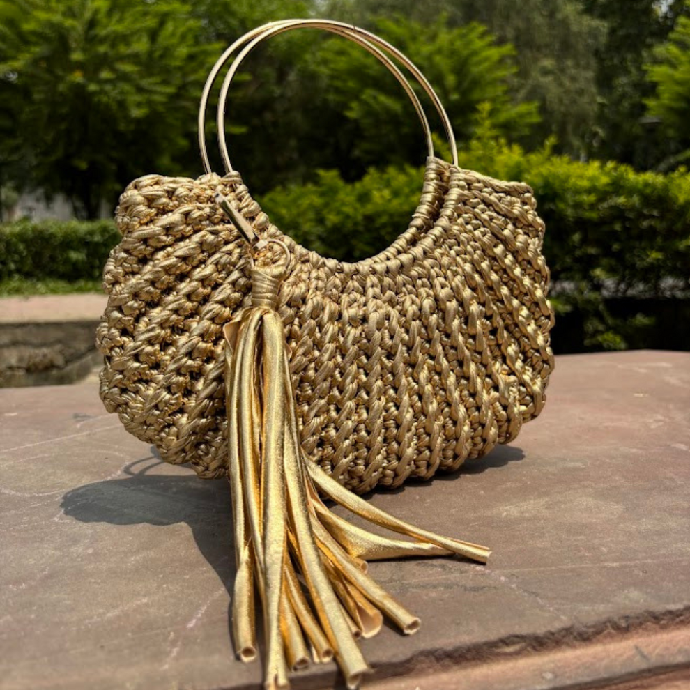 Shiroli Handmade Metallic Gold - Luxe Crochet Bag